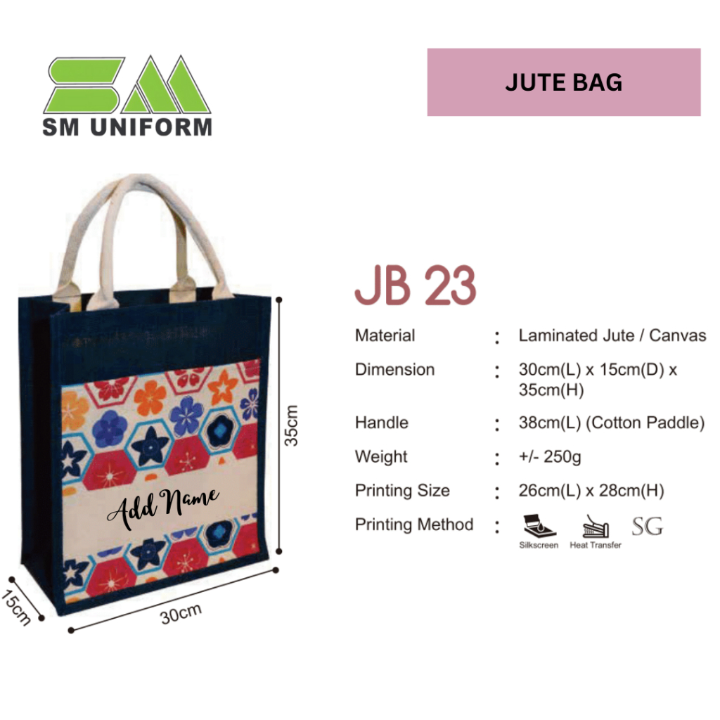 Custom Design Printing Name Jute Bag Tote Beg Guni Customize Wedding ...