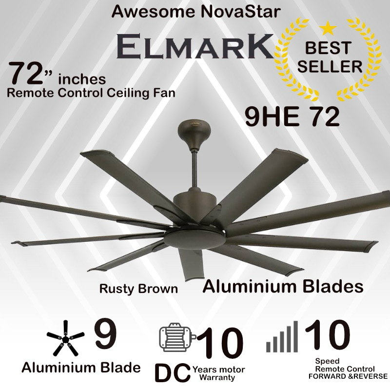 Elmark 72" 9HE DC motor Ceiling fan with Remote control | Shopee Malaysia