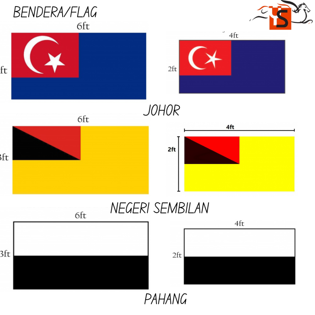 BENDERA NEGERI JOHOR / NEGERI SEMBILAN / PAHANG KAIN COTTON/POLYMESH/POLYSTER 3X6/2X4 (READY ...
