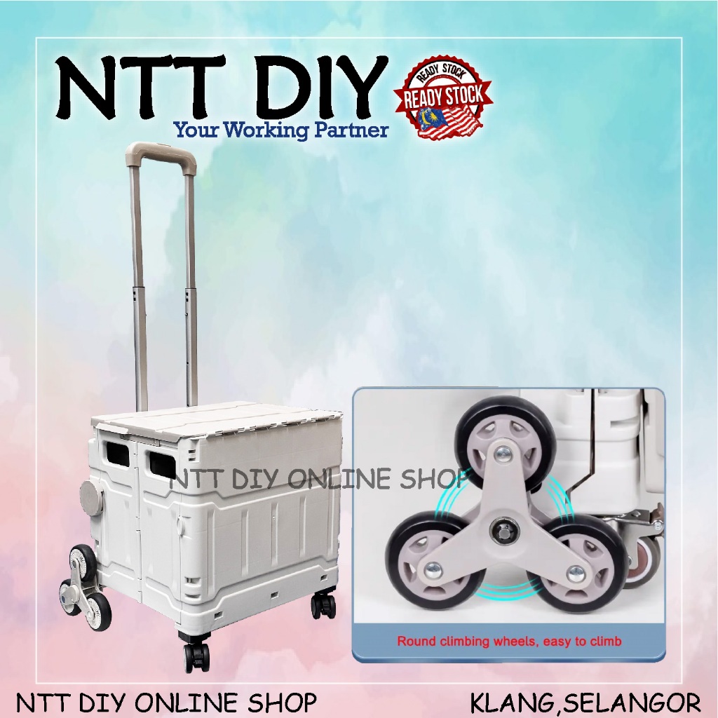 NTT DIY Trolley Shopping Cart Lightweight, Easy To Carry, Lockable ...