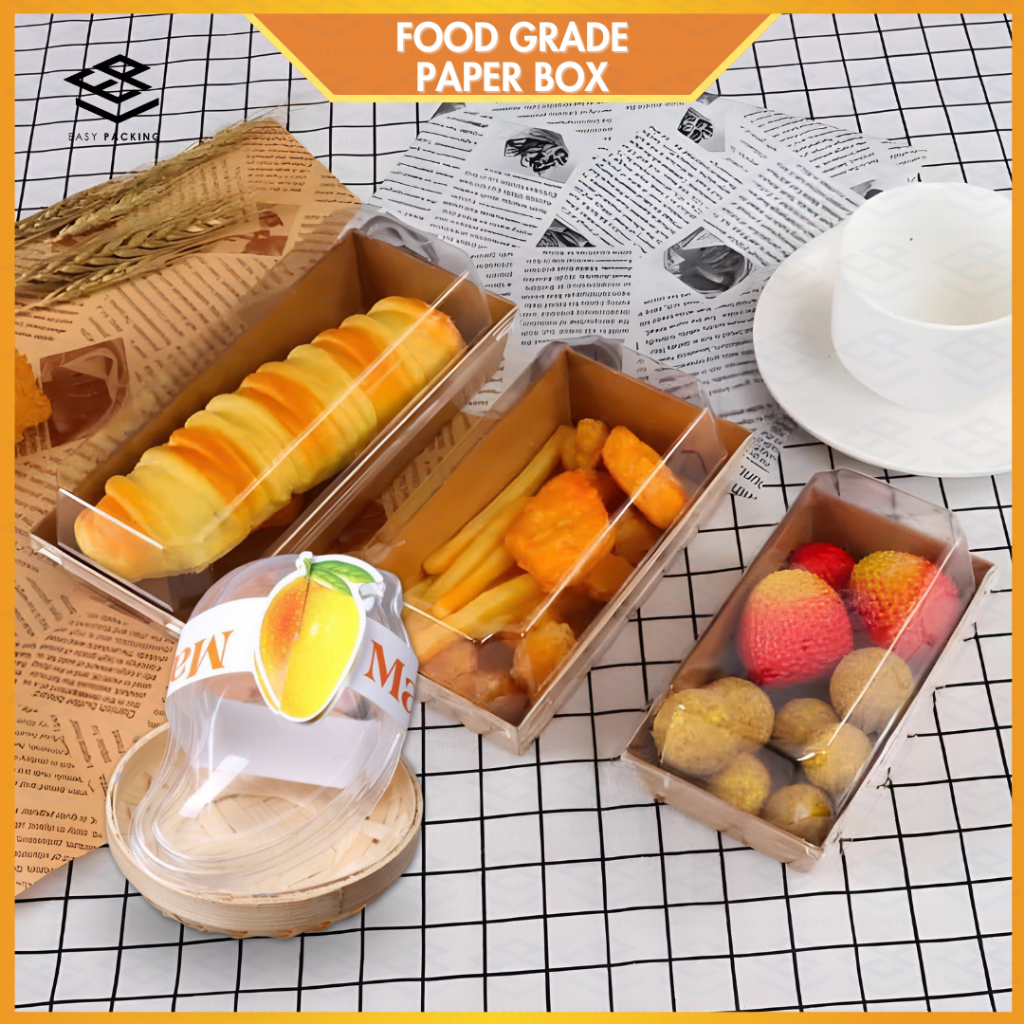 Kraft/White Paper Square and Rectangular Cake Box with Transparent Lid ...