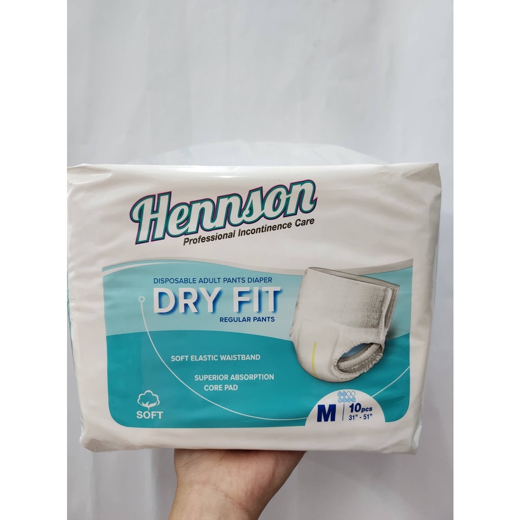 HENNSON DRY FIT ADULT DISPOSABLE PANTS DIAPERS 10'S (Msize) | Shopee ...