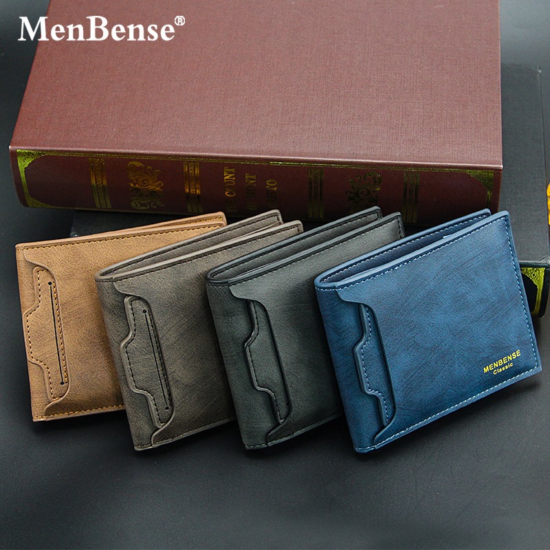 MenBense Men's Short Wallet Men Leather Zipper Coin Purse Card Pocket ...