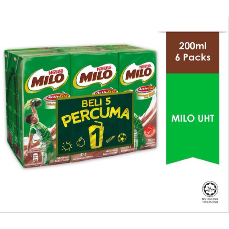 Milo UHT 200ml x 6 packs Nestle | Shopee Malaysia