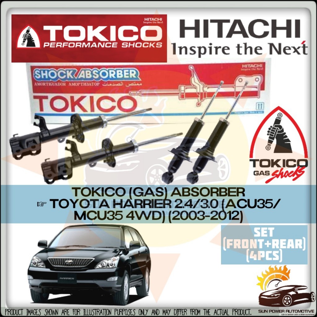 TOKICO TKC Toyota Harrier ACU35 MCU35 4WD (2003-2012) Gas Shock Strut ...