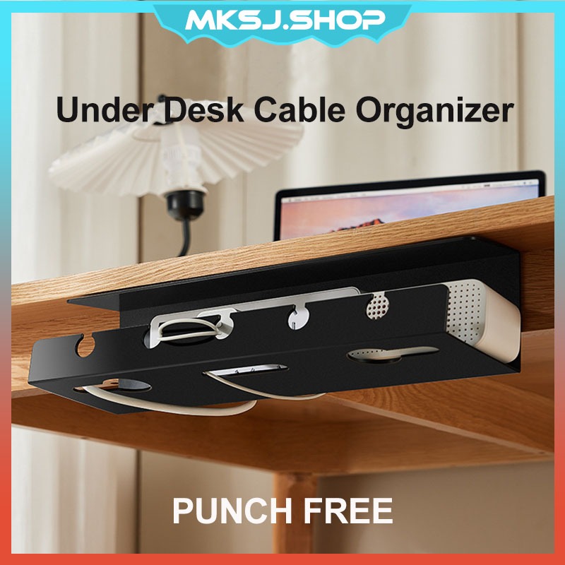 Under Desk Cable Organizer Rack Under Table PC Wire Socket Management ...