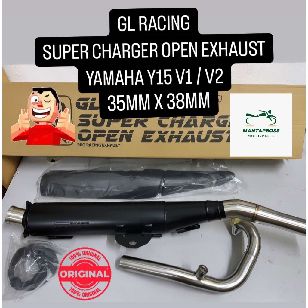 GL RACING STANDAR OPEN EXHAUST SUPER CHARGER 35x38MM YAMAHA Y15 V1 / V2 ...
