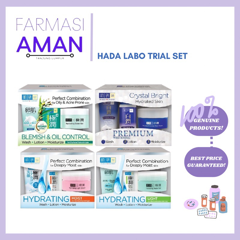 Hada labo 123 Trial Set (Blemish & Oil Control / Premium Whitening ...