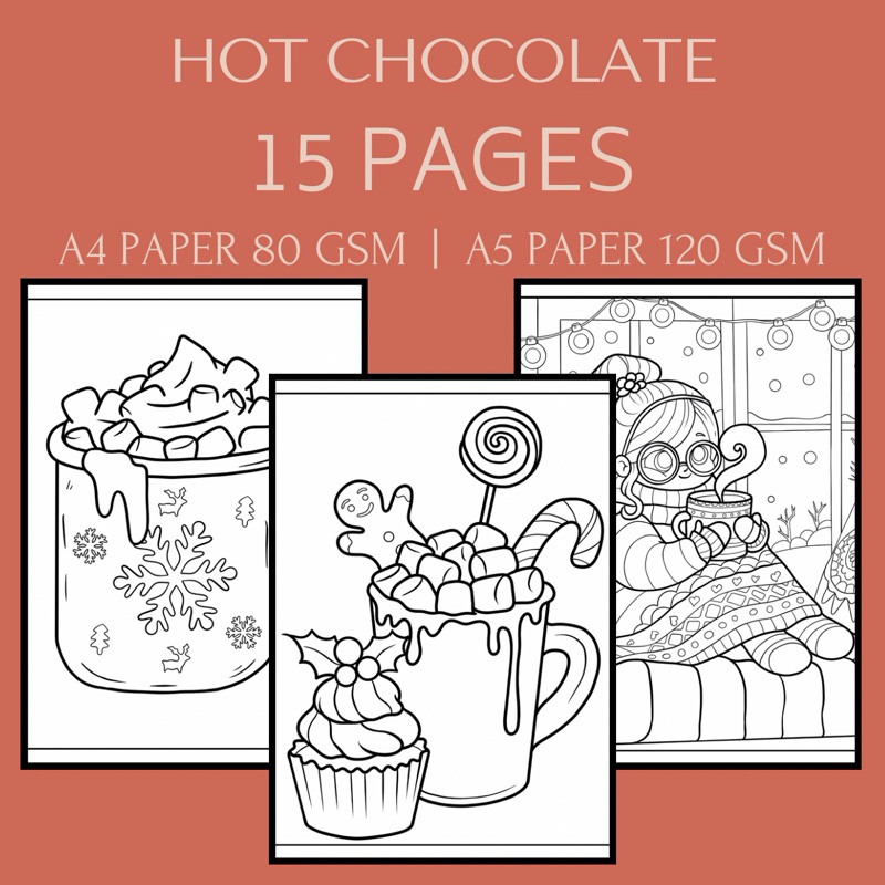 HOT CHOCOLATE COLORING 15 PAGES + FREE GIFT ‼️KERTAS MEWARNA KANAK ...