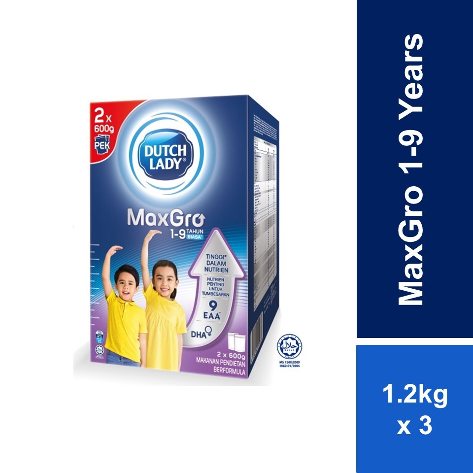 Dutch Lady MaxGro 1-9 years (1.2kg x 3) | Shopee Malaysia