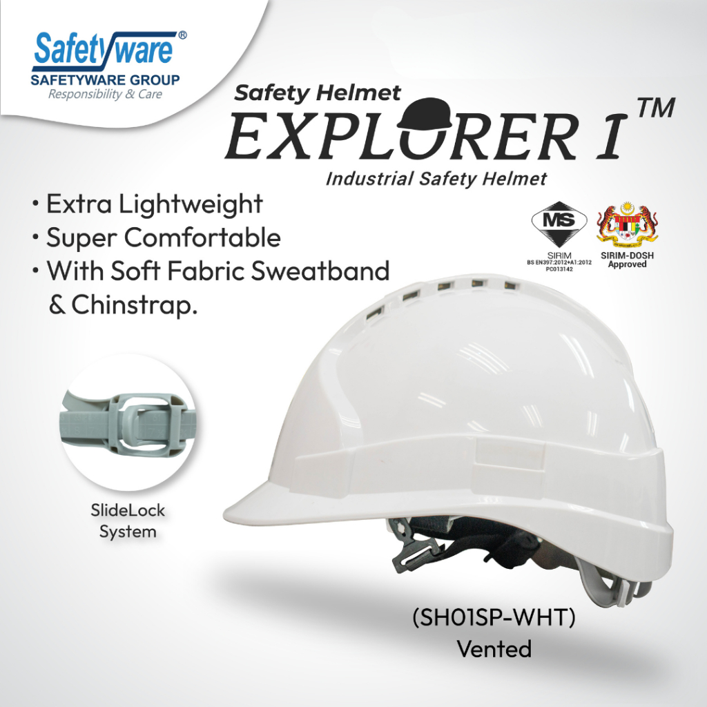 SIRIM DOSH CERTIFIED | SAFETYWARE Explorer I Industrial Safety Helmet ...