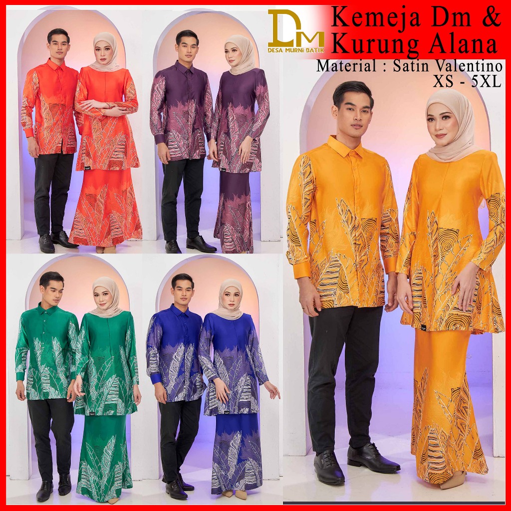 DESA MURNI BATIK-KURUNG BATIK ALANA & KEMEJA DM MATERIAL SATIN VALENTINO-READY STOCK-XS-5XL ...