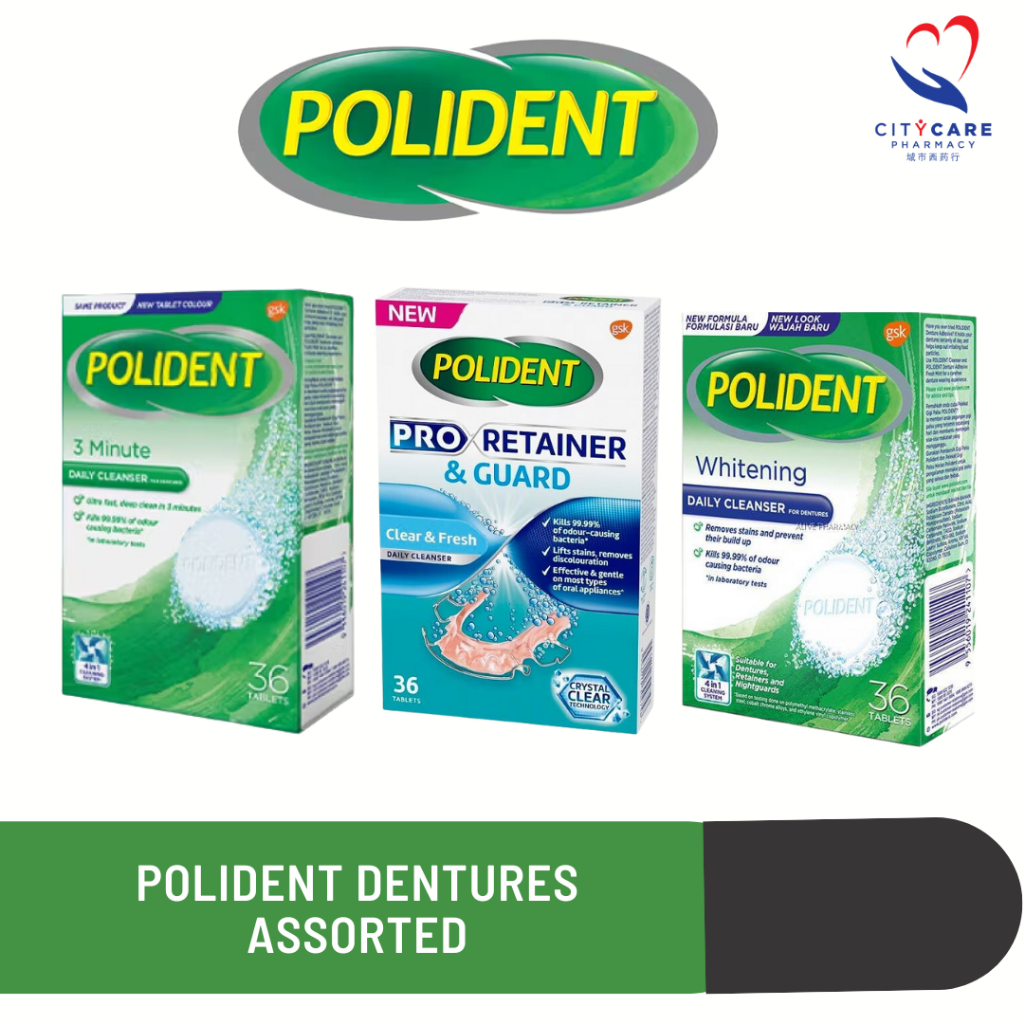 Polident-Whitening,Daily Cleanser, Pro Trainer & Guard for Dentures ...