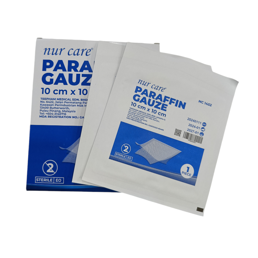 NUR CARE PARAFFIN GAUZE 10CMX10CM (1'S)/ (5'S) / (10'S/Box) | Shopee ...