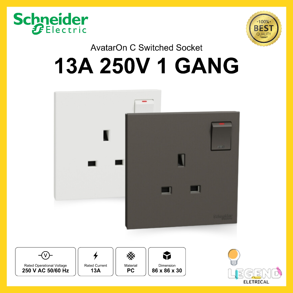 Schneider AvatarOn C Switches & Sockets 13A 250V 1 Gang | Shopee Malaysia