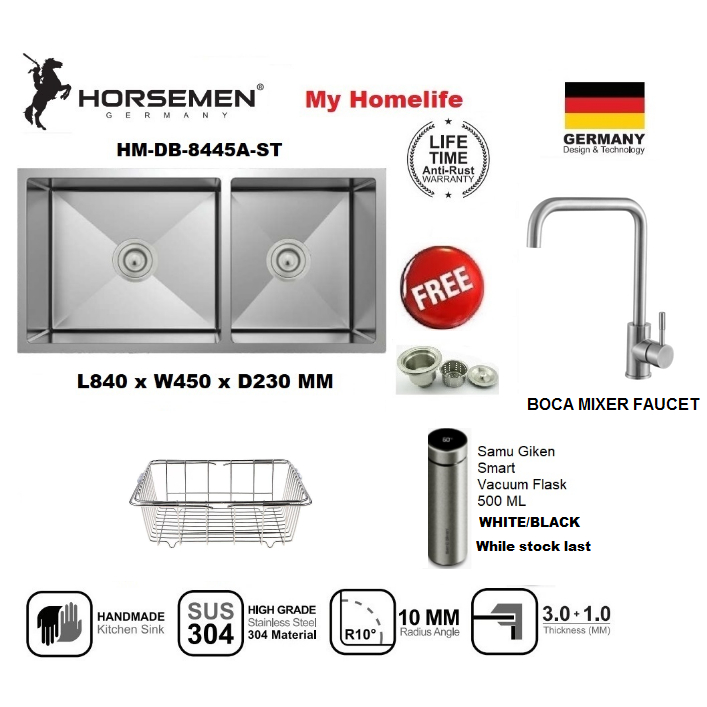 Horsemen HM-SB-8445A-ST Single Bowl Kitchen Sink Stainless Steel SUS ...
