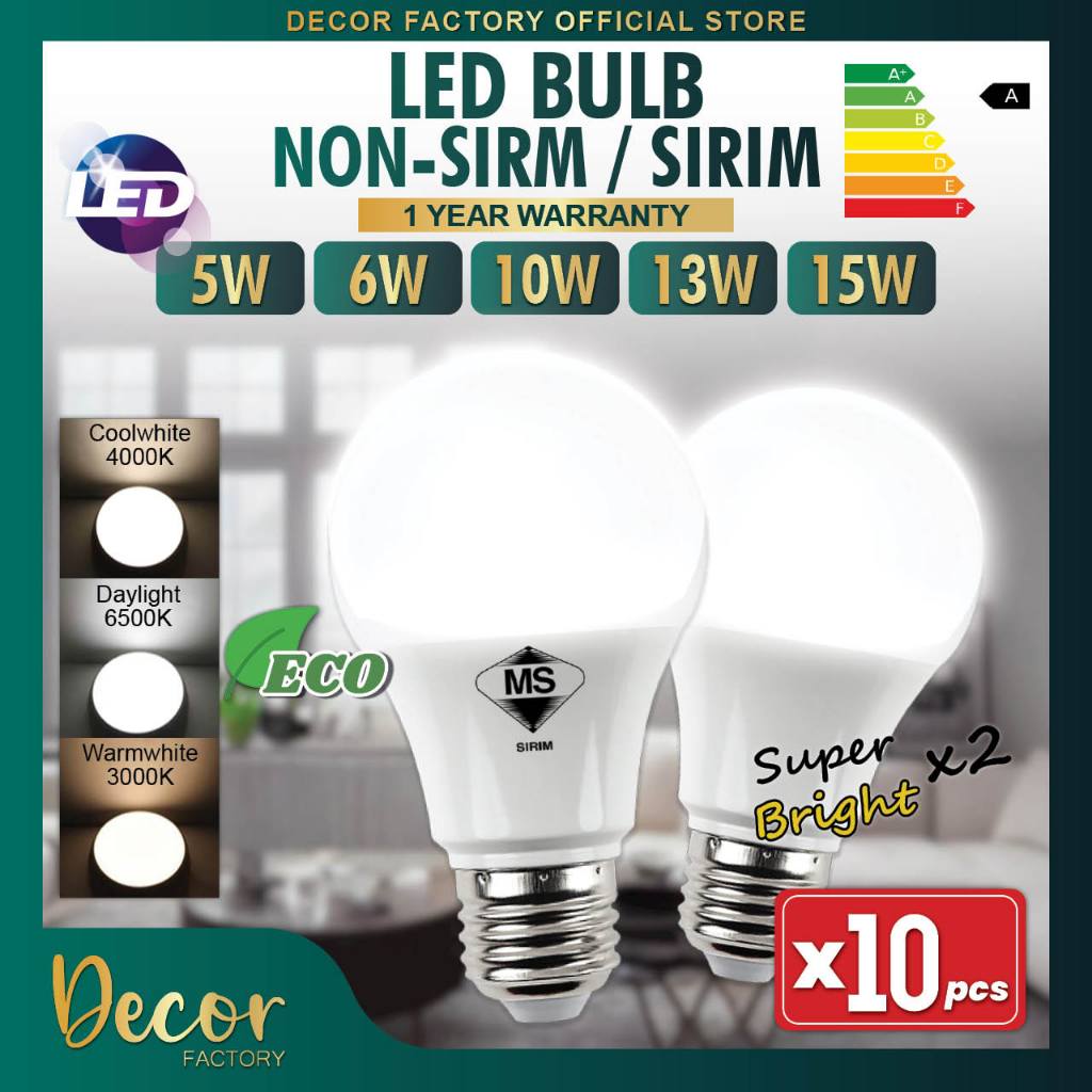 [SET 10pcs] SIRIM APPROVED LED BULB E27 A60 A70 LED 6w/10w/13w NonSirim ...