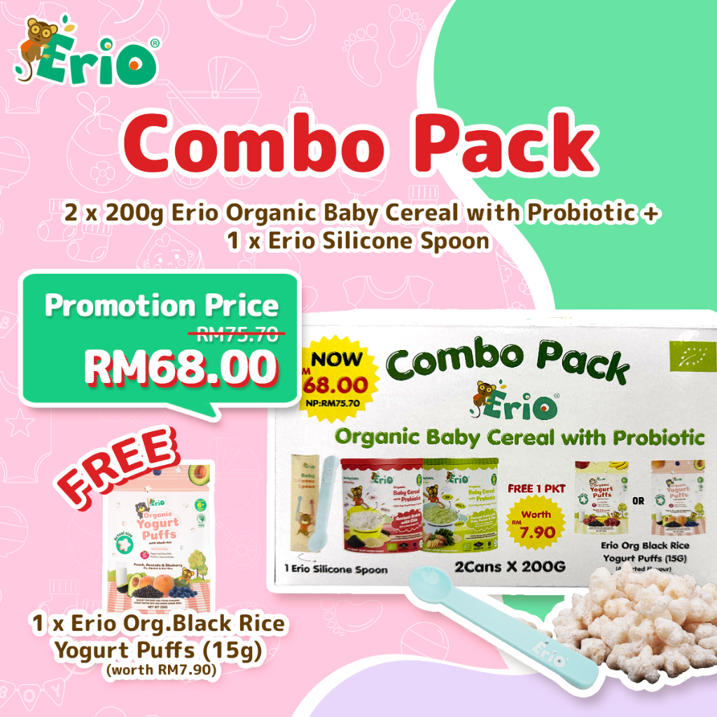 Combo Pack Erio Organic Baby Cereal With Probiotic (2X200g) | Shopee ...