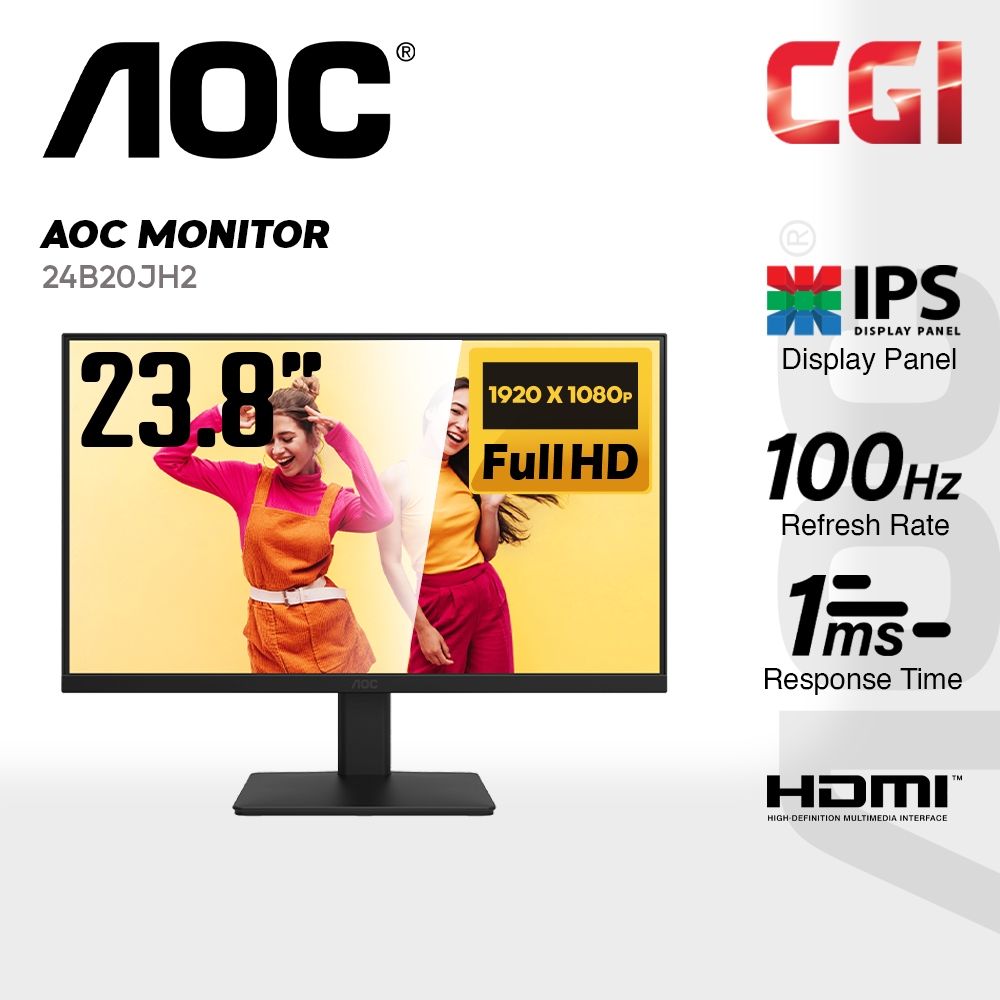 AOC 23.8" 24B20JH2 IPS FHD Adaptive Sync 100Hz 1ms Fameless Monitor ...