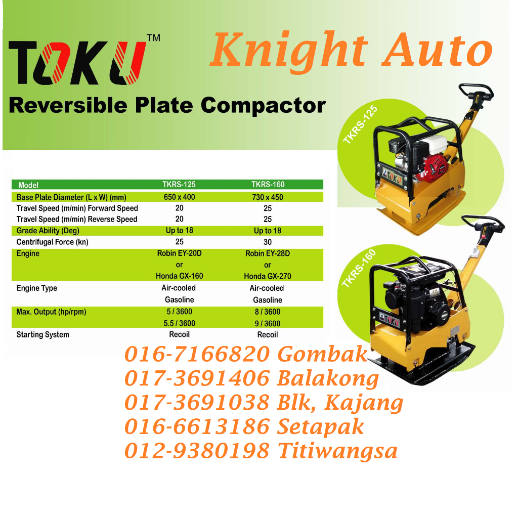TOKU TKRS-125 / TKRS-160 Reversible Plate Compactor L001 | Shopee Malaysia