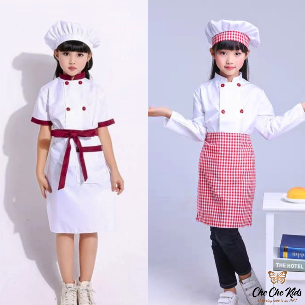 Kids Chef Uniform Costume Kitchen Role Play Unisex Cook Jacket Kerjaya ...