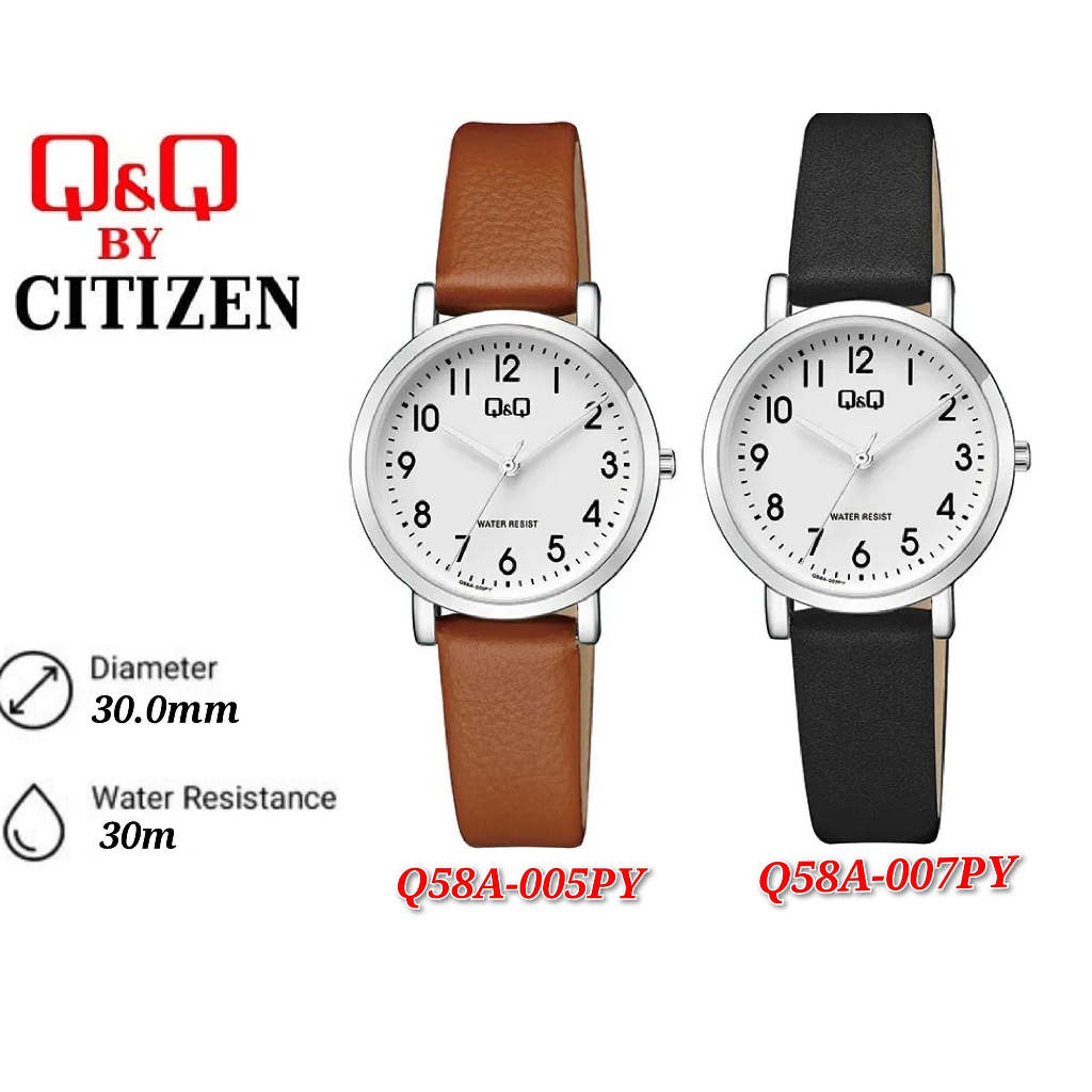 Q&Q By Citizen Q58A Analogue Ladies Leather Watch . | Shopee Malaysia