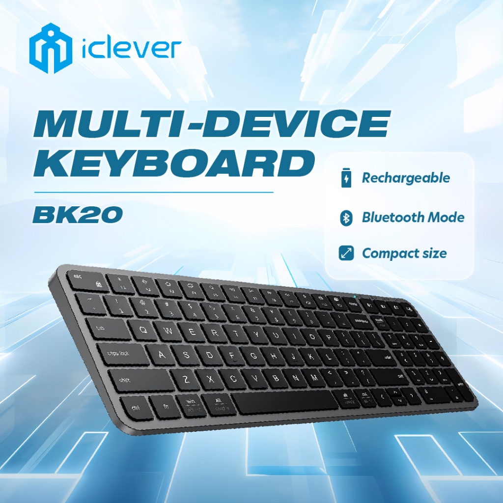 iClever BK20 Bluetooth Keyboard, Wireless Keyboard with Numeric Keypad, Multi-Device ...