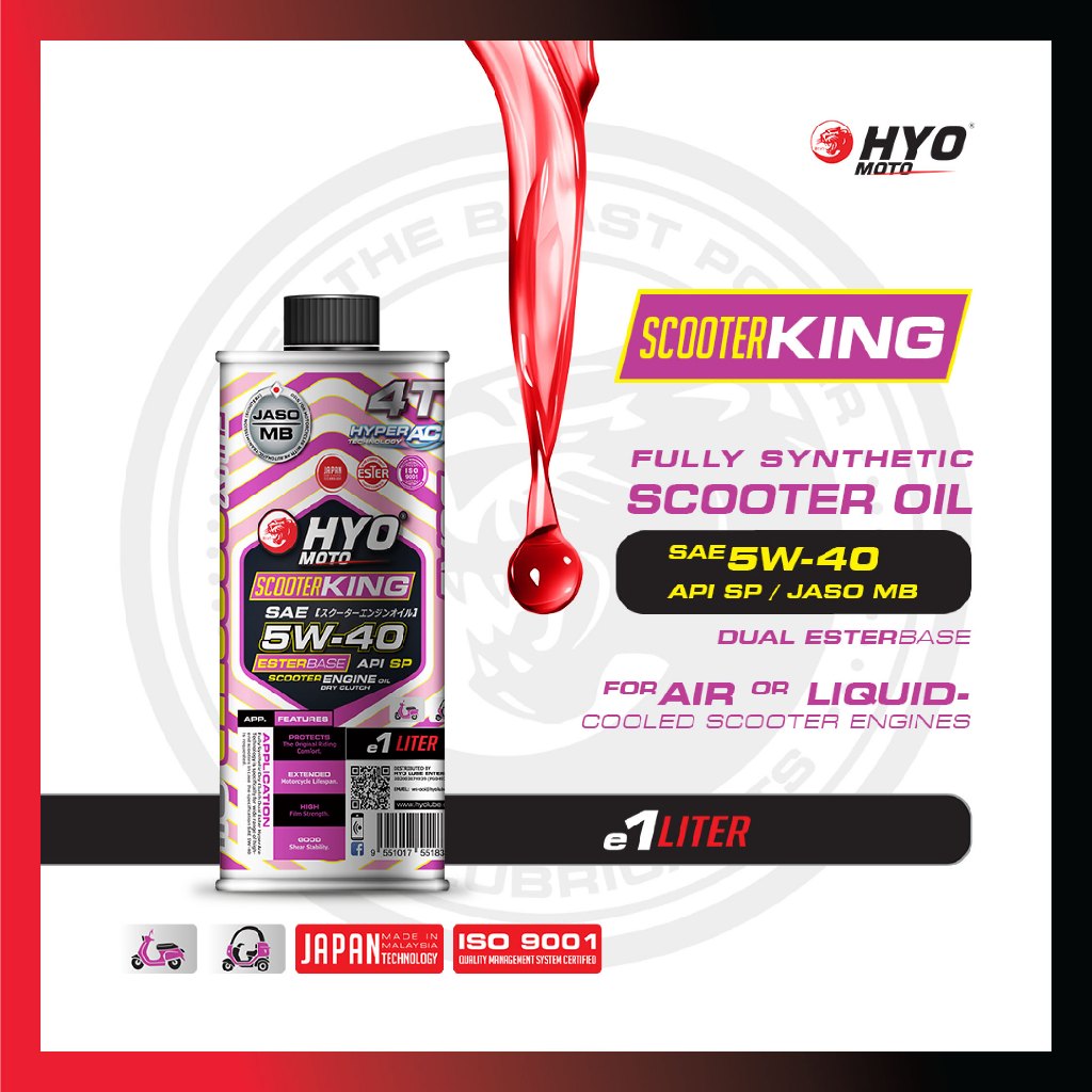 [HYO MOTO] SCOOTER KING Dual Ester Fully Synthetic SAE 5W40 - 4T ...