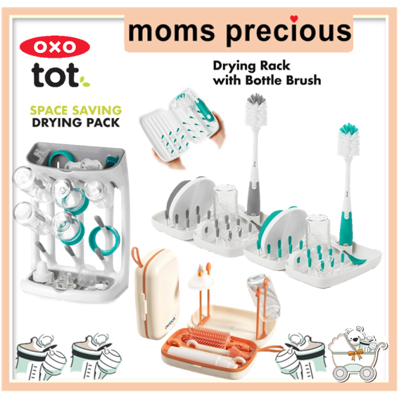 OXO Tot On-The-Go Drying Rack with Bottle Brush /Space Saving Drying ...