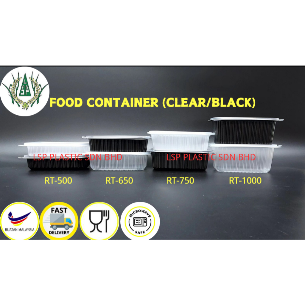 Takeaway Food Container / Bekas Nasi Tapao (Clear / Black) RT-500 / RT ...
