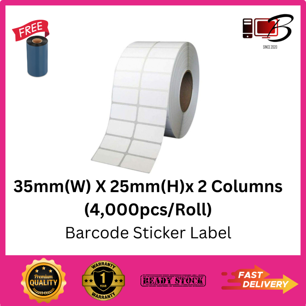 FREE Ribbon!! Barcode Sticker Label | Barcode Printer Ribbon | Double ...