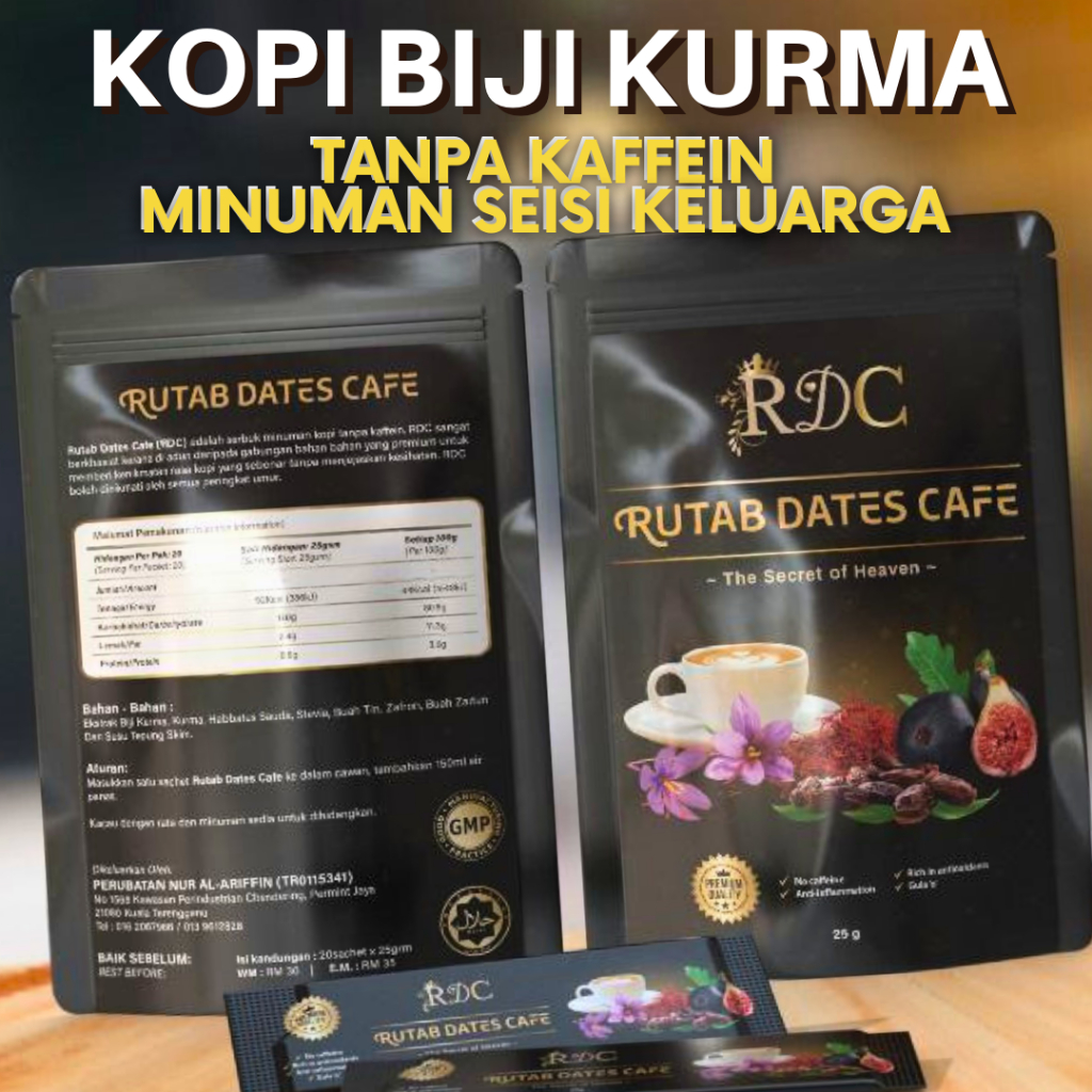RUTAB DATES CAFE Kopi Tanpa Kaffein / Biji Kurma / Kopi Biji Kurma ...