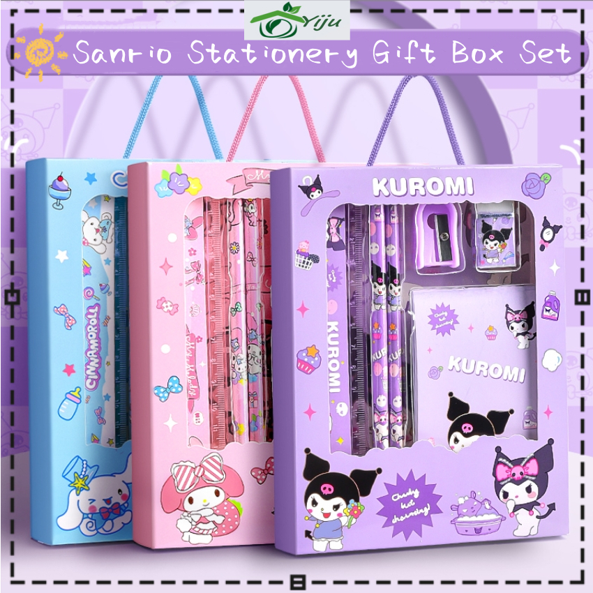 {hot}Kids kuromi Stationery Set pencils&ruler¬ebook&eraser&sharpener ...
