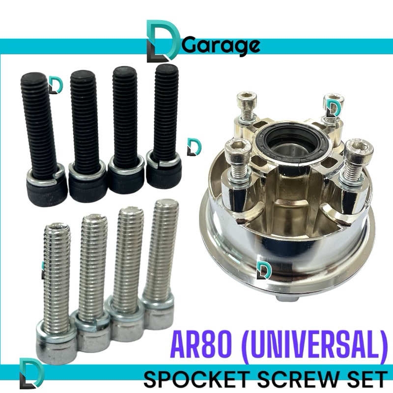 CHROME BLACK AR80 SCREW SPROCKET BOLT SET SCREW Skru Sprocket L Lengki ...