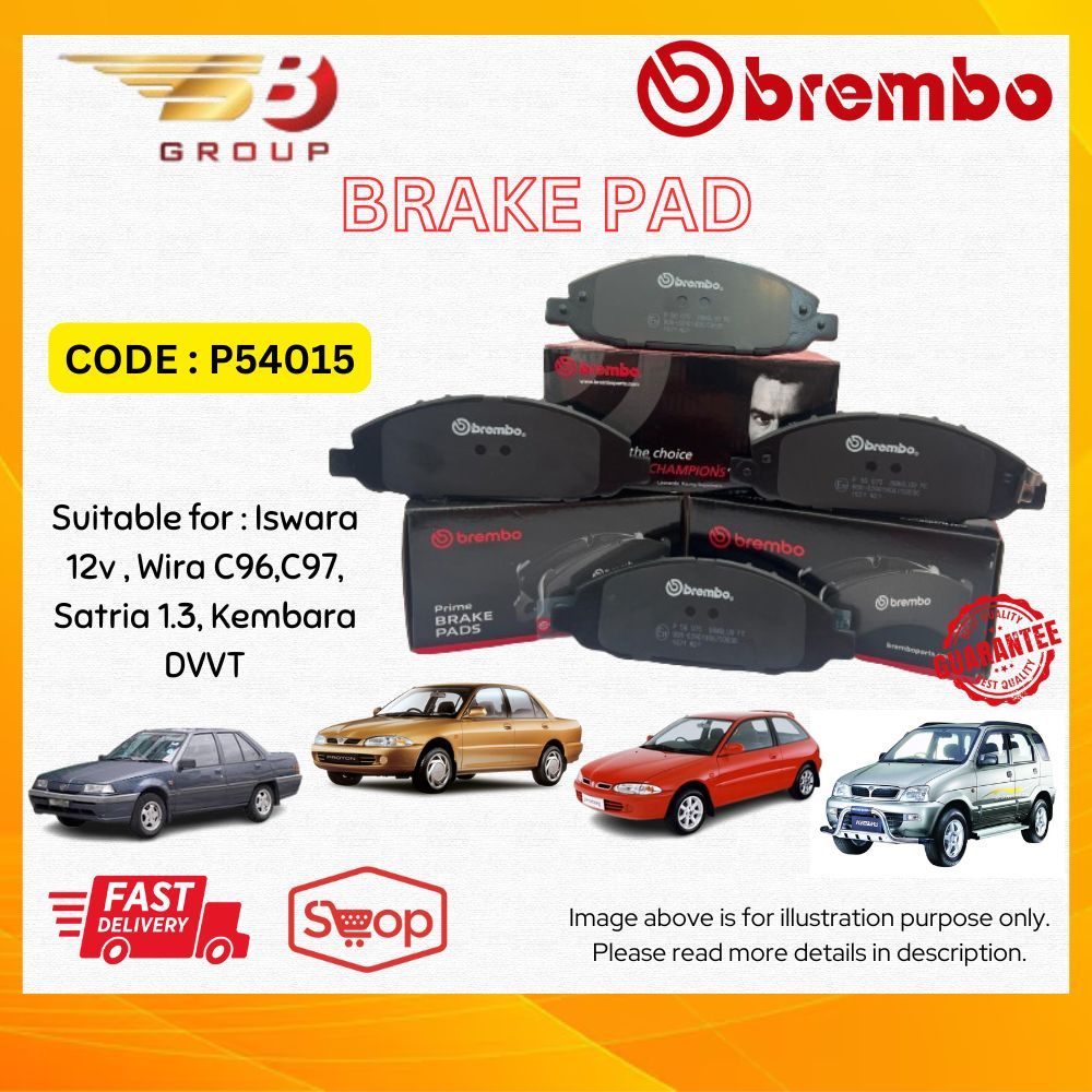 100% Original Brembo Front Brake Pad Code : P54015 - Proton Iswara 12v ...