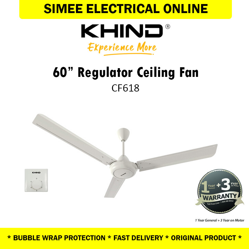 Khind Regulator Ceiling Fan CF618 5 Speeds 3 Blade 60" inch Kipas ...