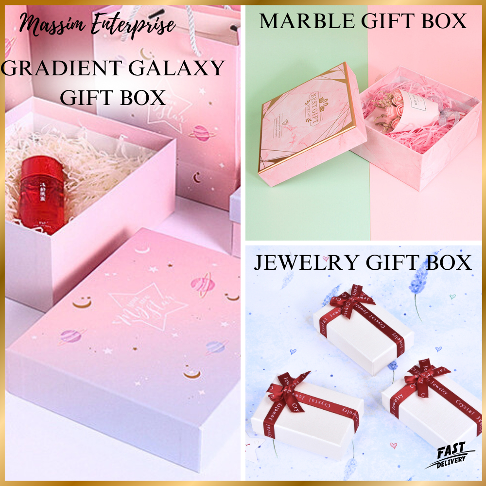 Variety Box Jewelry Gift Ribbon Box Gradient Colour Gift Box Marble ...