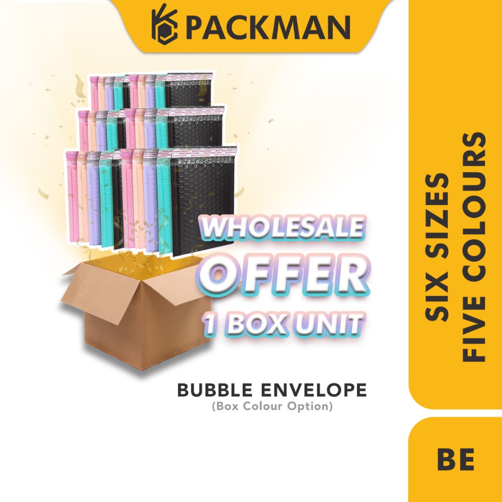 PACKMAN BOX Bubble Envelope 6sizes Colourful Parcel Bag Courier Bag ...