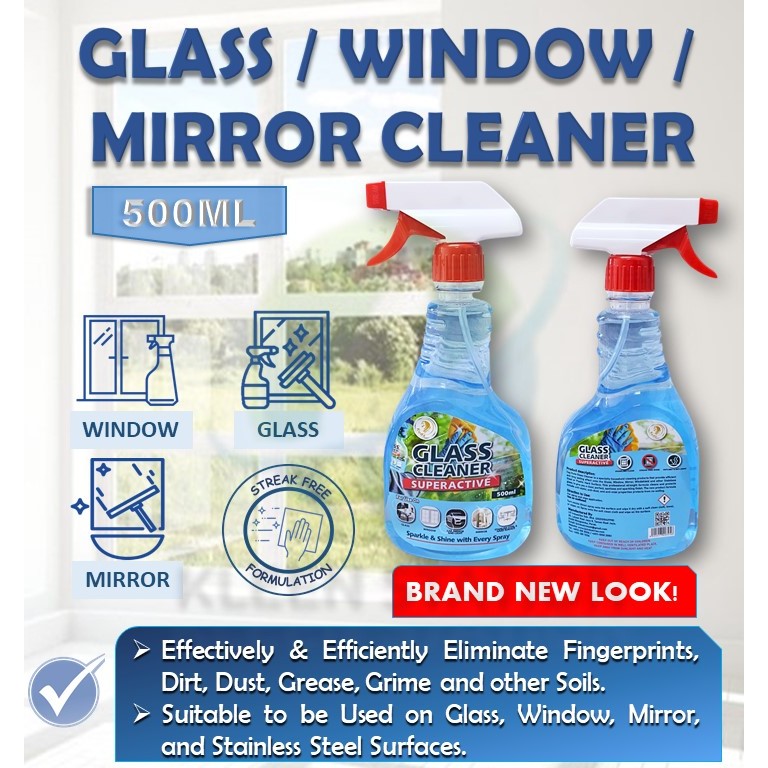 Glass Cleaner / Window & Mirror Cleaner / Liquid / Ready to Use / 500ML ...