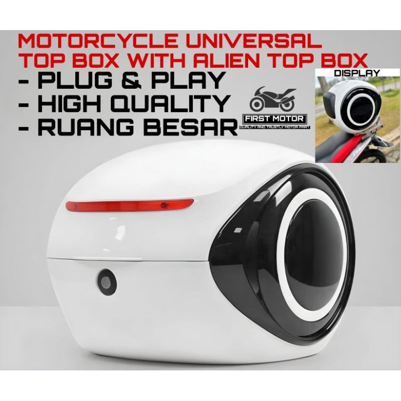 MOTORCYCLE UNIVERSAL TOP BOX TOPBOX WITH ALIEN DESIGN KOTA MOTOSIKAL ...
