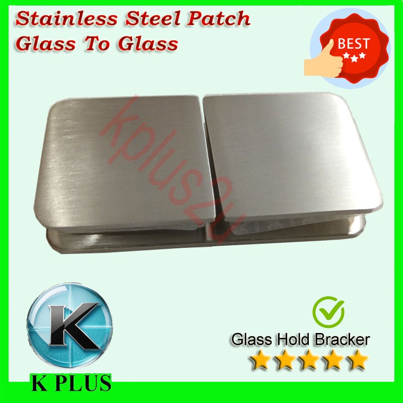 Kplus Square Stainless Steel Shower Glass Clamp 180° Glass to Glass ...