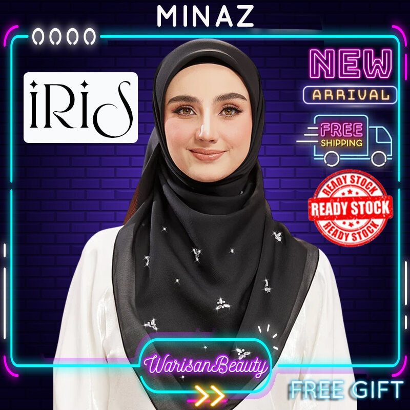 Minaz Hijab IRIS Plain Tudung with Rhinestone bidang 45 Ready Stock ...