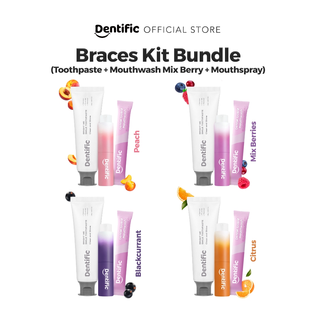 Dentific Braces Kit Bundle 3 in 1 (Toothpaste + Mouthwash Mix Berry ...