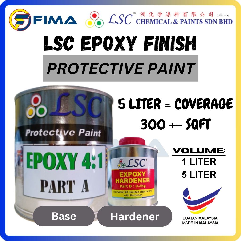 1L//5L LSC EPOXY FINISH FLOOR PAINT PROTECTIVE PAINT [Include Hardener ...
