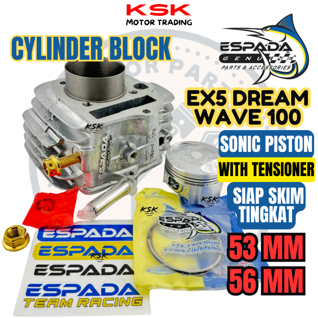 ESPADA RACING SONIC BLOCK + TENSIONER + PISTON SONIC + RING FULL SET ...