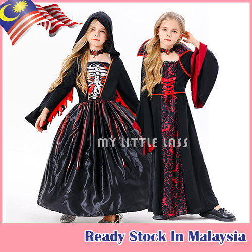 MYLITTLELASS Little Girls Skeleton Witch Robe Gothic Vampiress Kids ...
