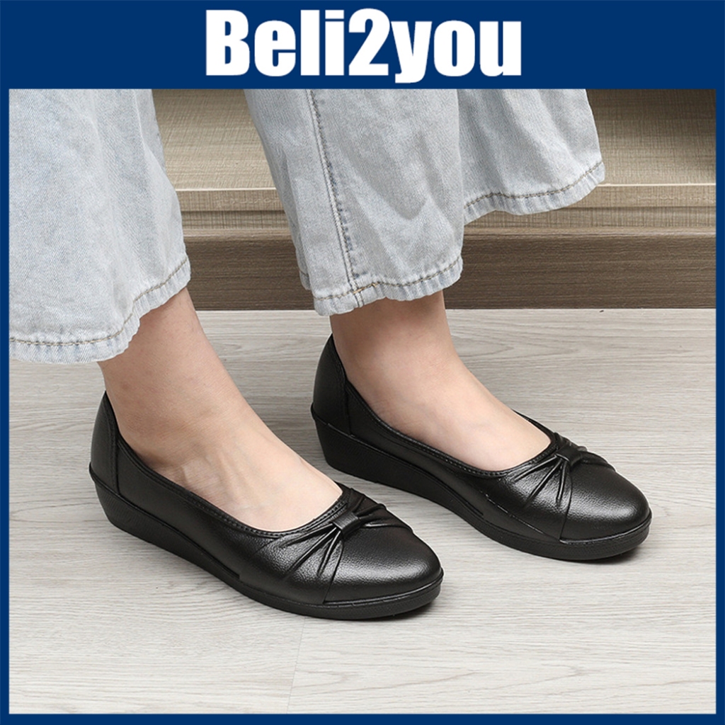 Formal Black Shoes Women Heel Kasut Kulit Perempuan Kasut Kerja Hitam ...