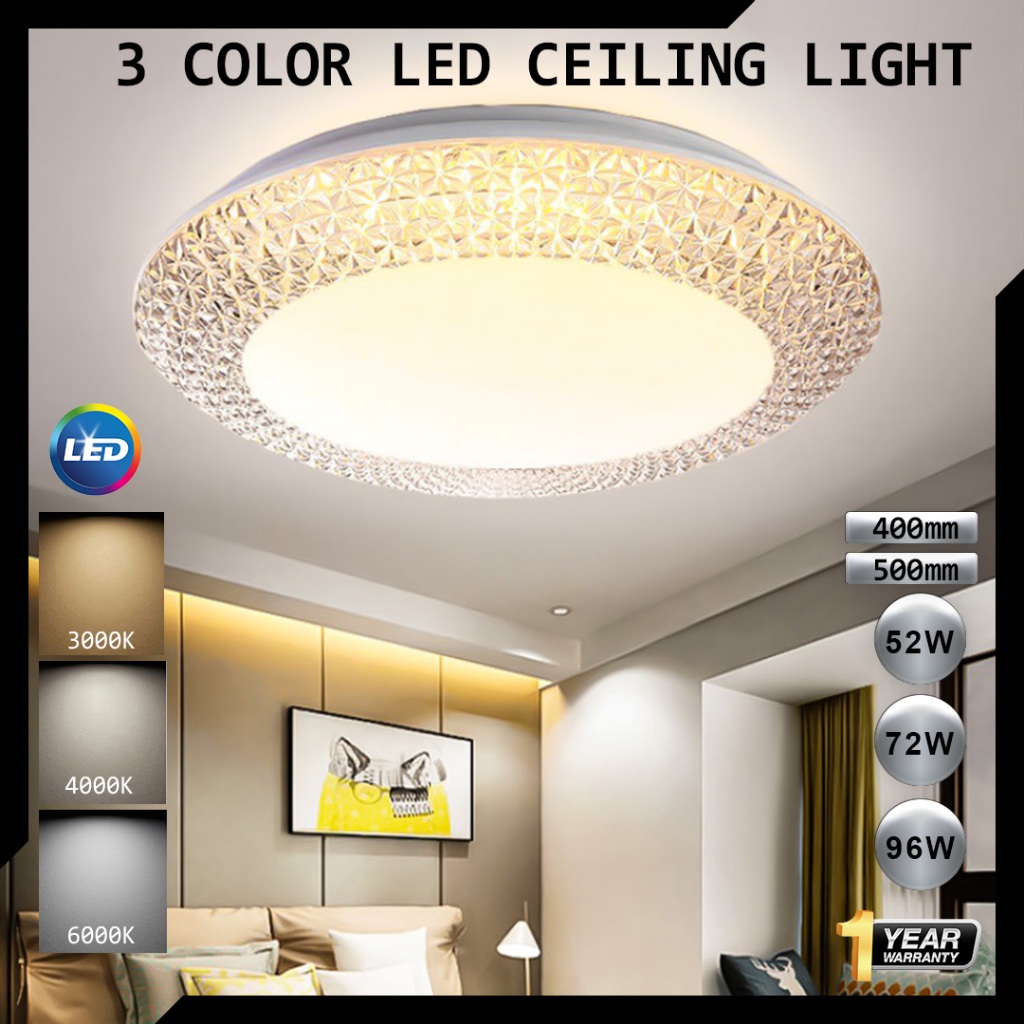 3Color Ceiling Light Modern Design 96W Dampproof Lampu Siling Indoor ...