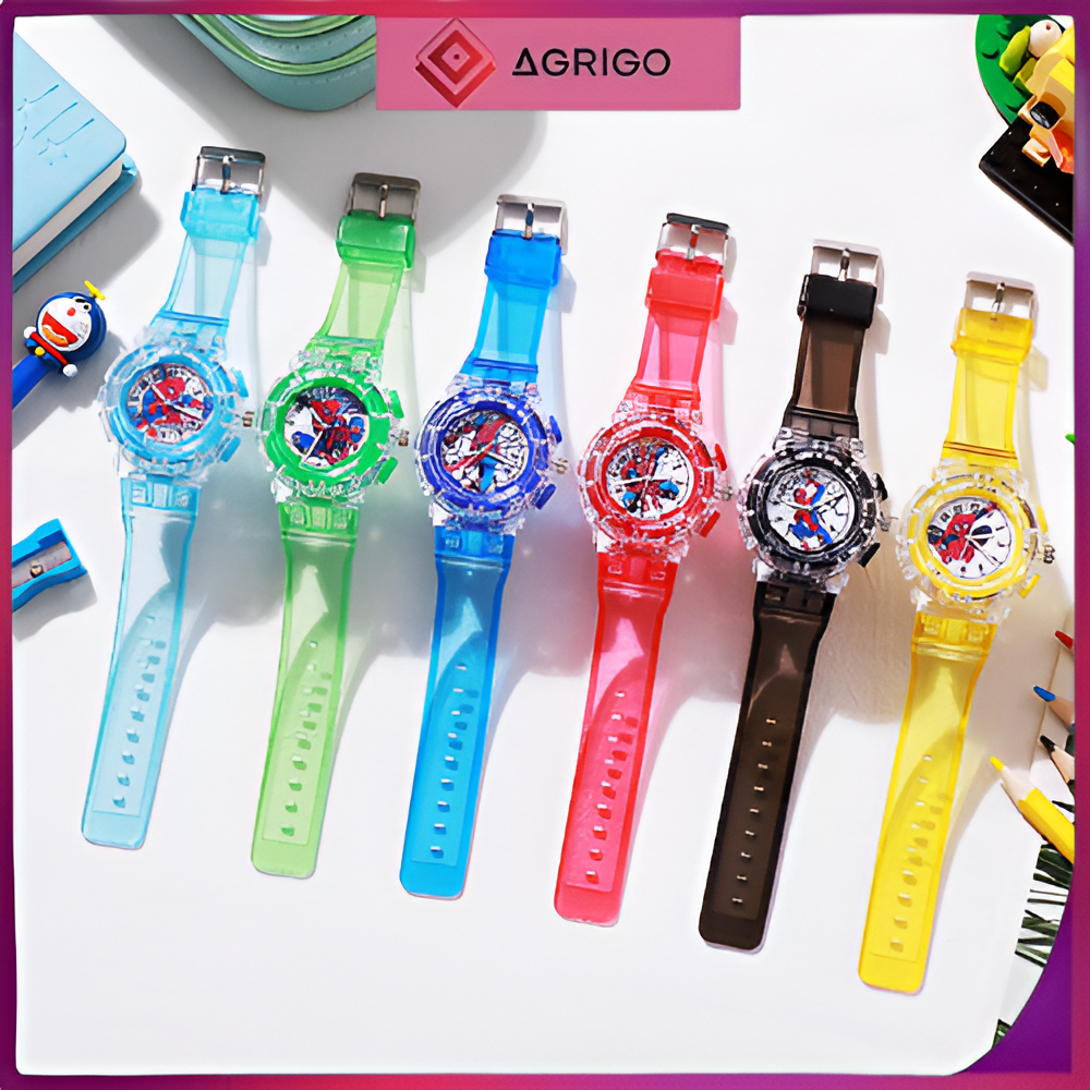 Cartoon Kids LED Light Watch Children's Colorful Watch Spiderman Iron ...