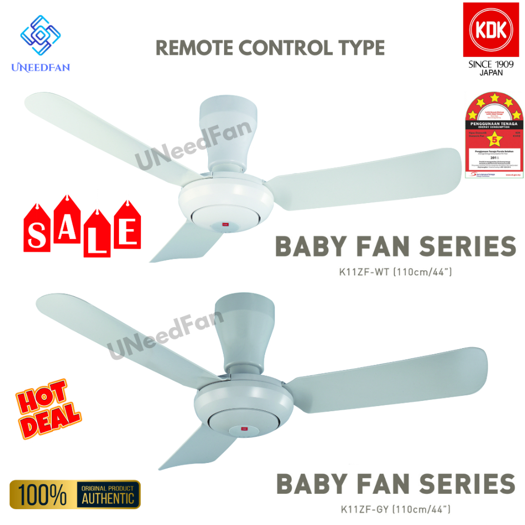 KDK BABY FAN K11ZF-WT / K11ZF-GY KIPAS SILING CEILING FAN 3 BLADES WITH ...